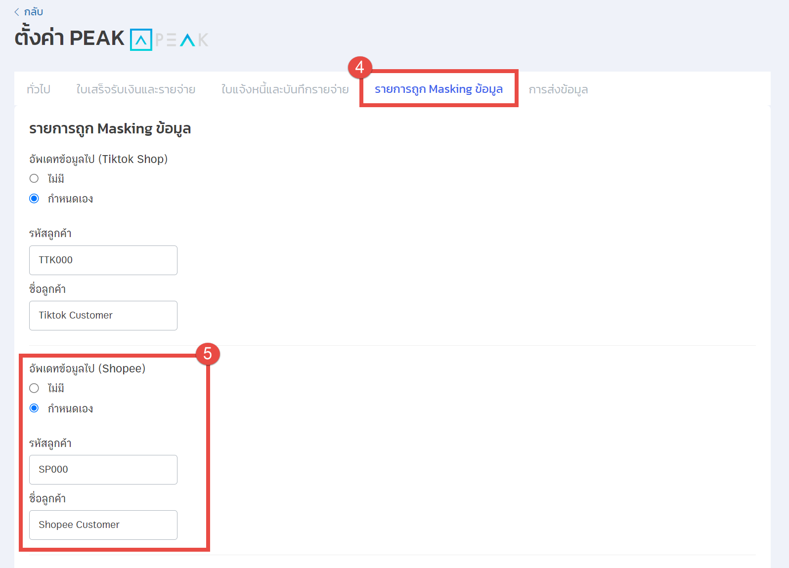 Example Information for PEAK: Orders from Shopee - ZORT