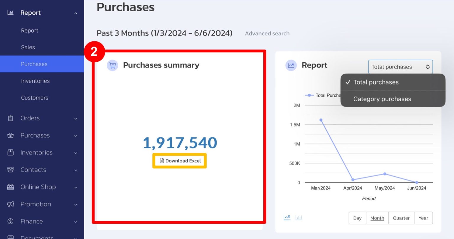 How to View Data on the Purchases Report - ZORT